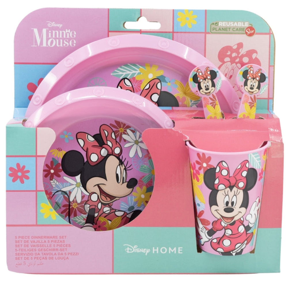 Minnie Maus Plastik Geschirr Set 5-Teile Kunststoffset für Kinder – Tinisu